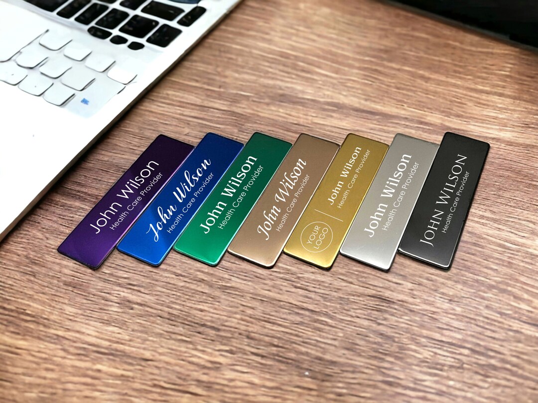 Custom Premium Metal Name Tags With Magnetic Back, Name Plate, Silver ...
