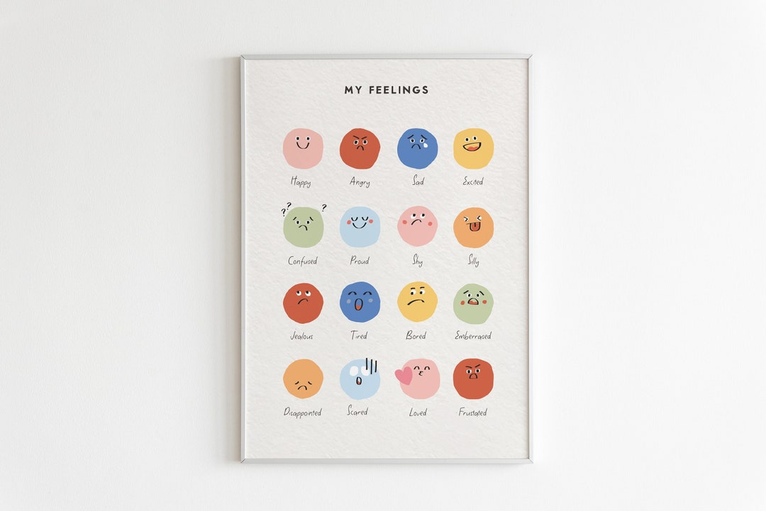 Rainbow Feelings Chart, Emotions Chart, Montessori Homeschool Decor ...