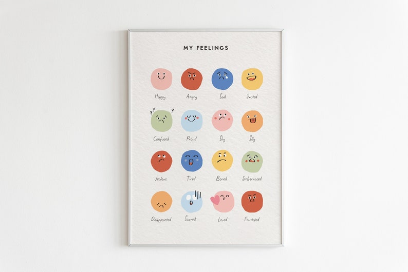 Rainbow Feelings Chart, Emotions Chart, Montessori Homeschool Decor ...