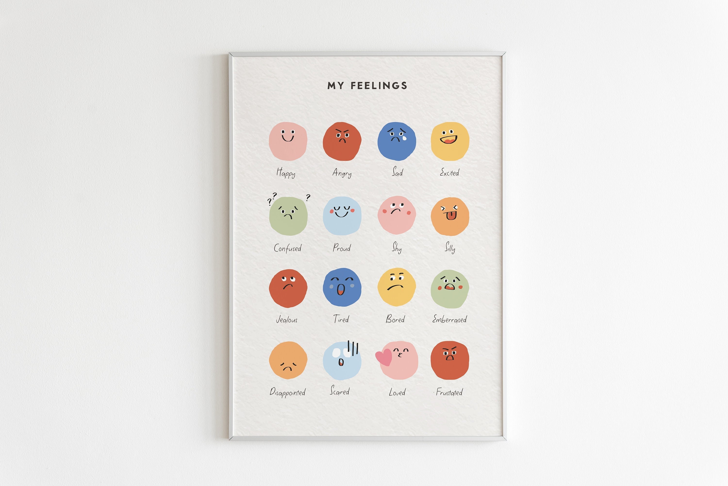 Rainbow Feelings Chart, Emotions Chart, Montessori Homeschool Decor ...