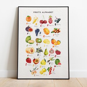 Fruits Alphabet Print, Montessori Educational Poster, Preschool ...