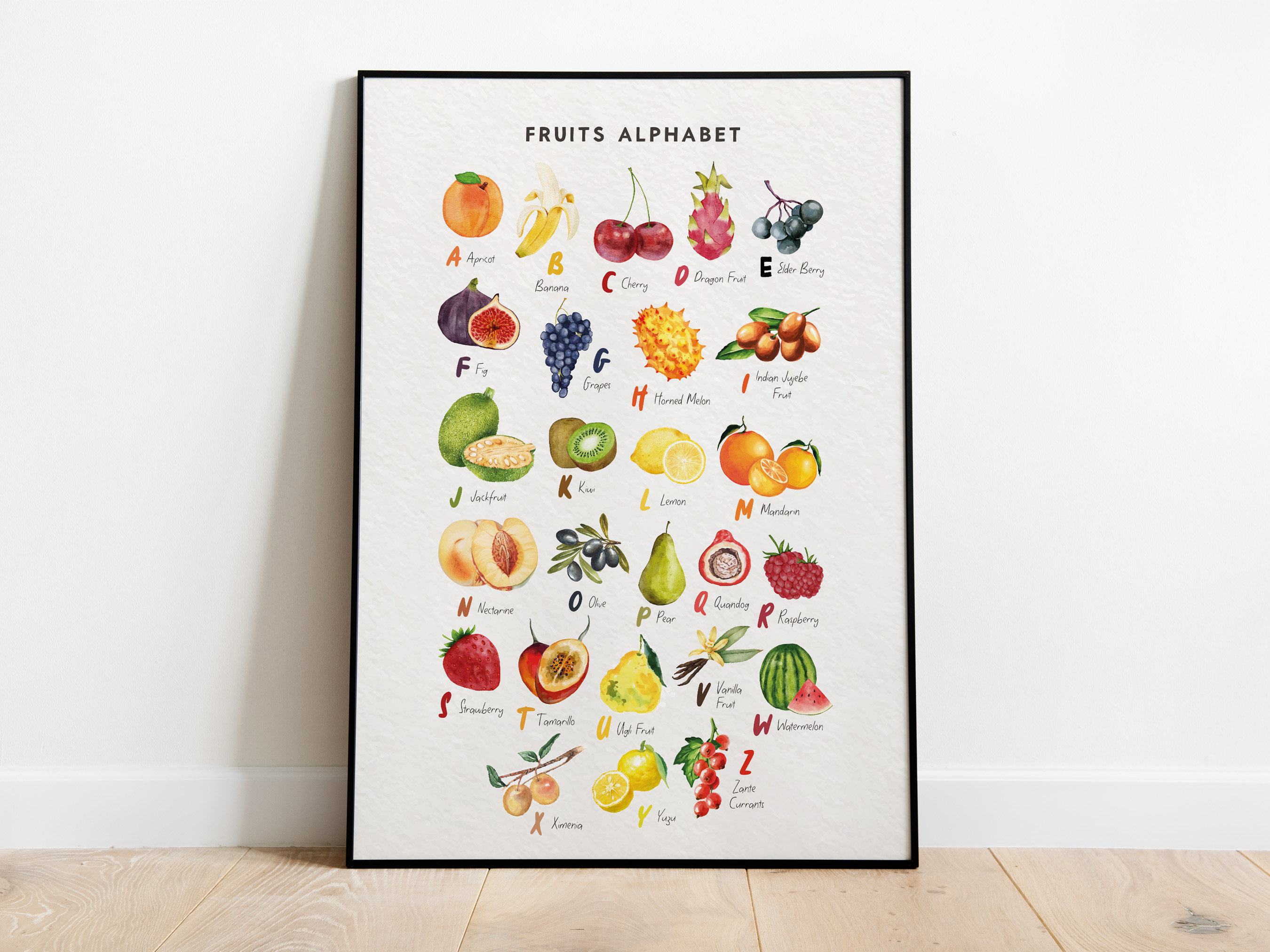Fruits Alphabet Print, Montessori Educational Poster, Preschool ...