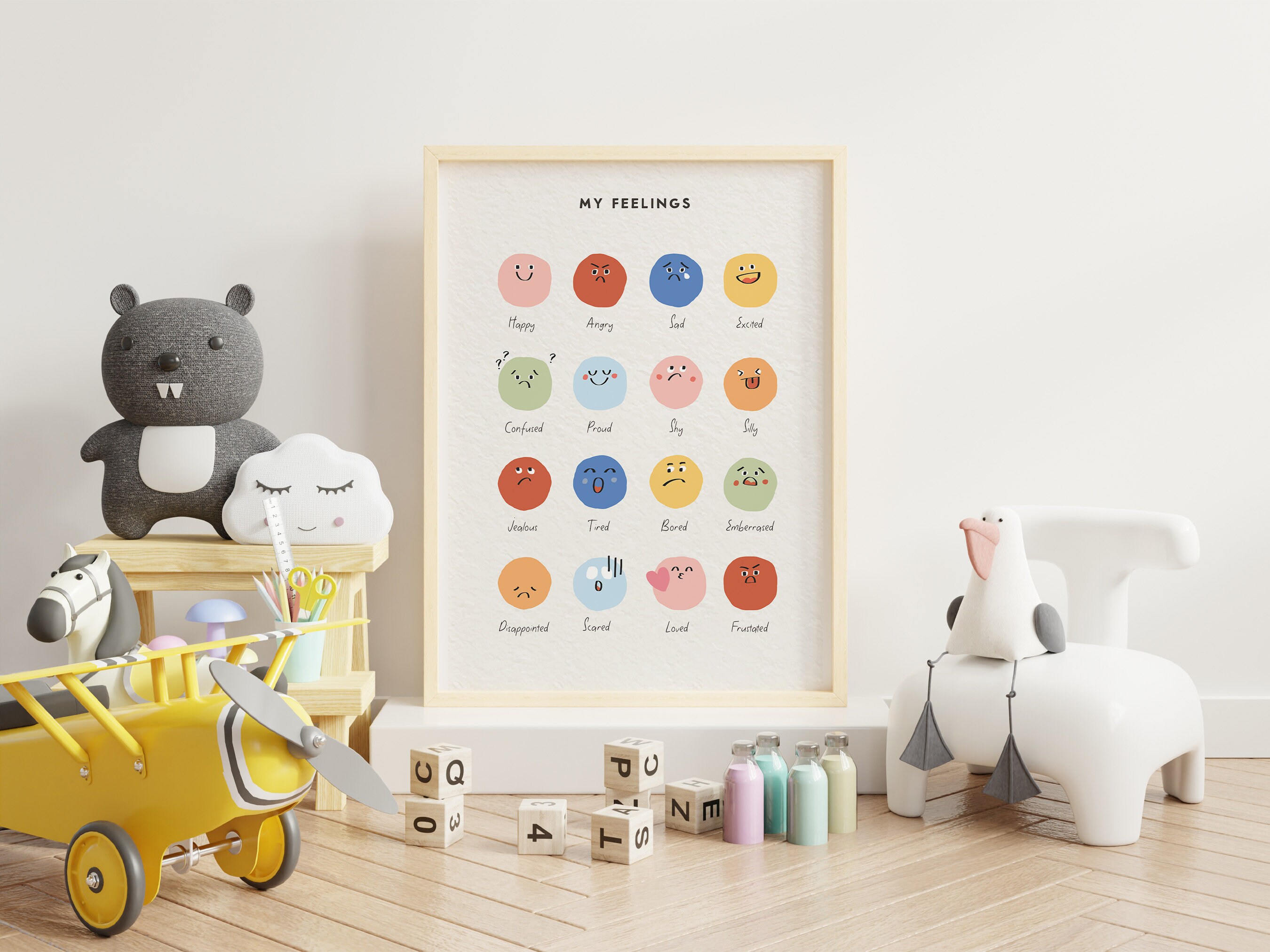 Rainbow Feelings Chart, Emotions Chart, Montessori Homeschool Decor ...