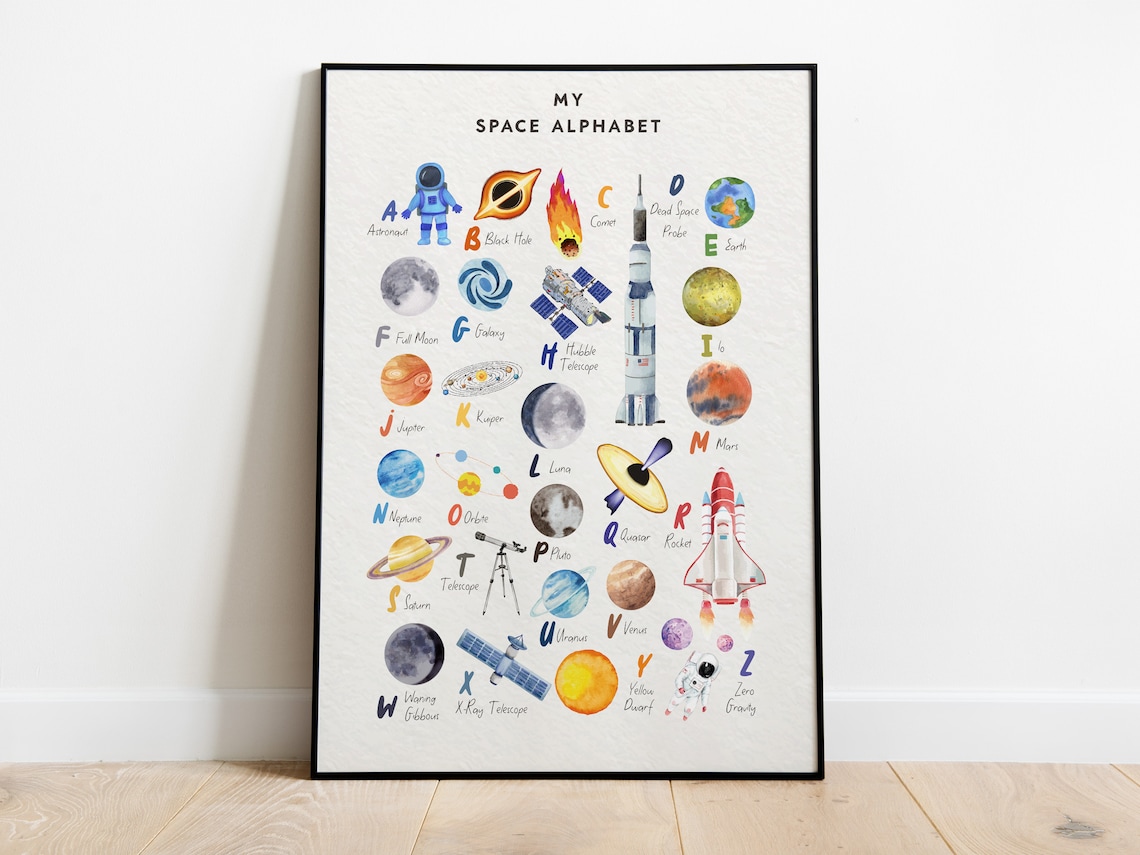 Space Alphabet Print ABC Nursery Print Outer Space Poster - Etsy