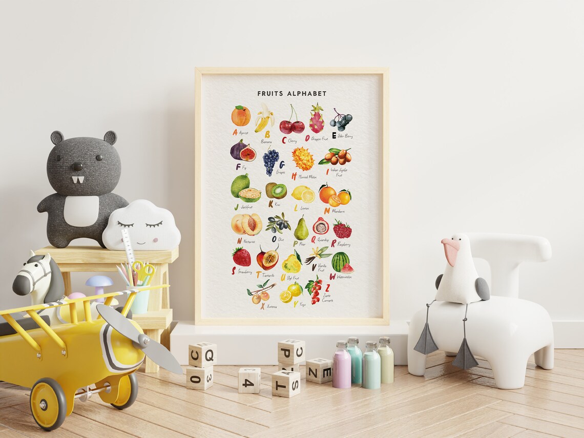 Fruits Alphabet Print, Montessori Educational Poster, Preschool ...