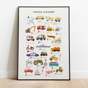 Vehicle Alphabet Print, Transport ABC, A-Z Transport, Montessori ...