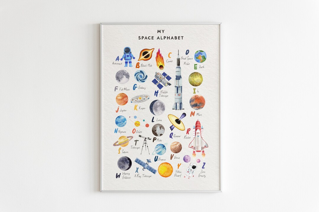 Space Alphabet Print, ABC Nursery Print, Outer Space Poster, Space Wall ...