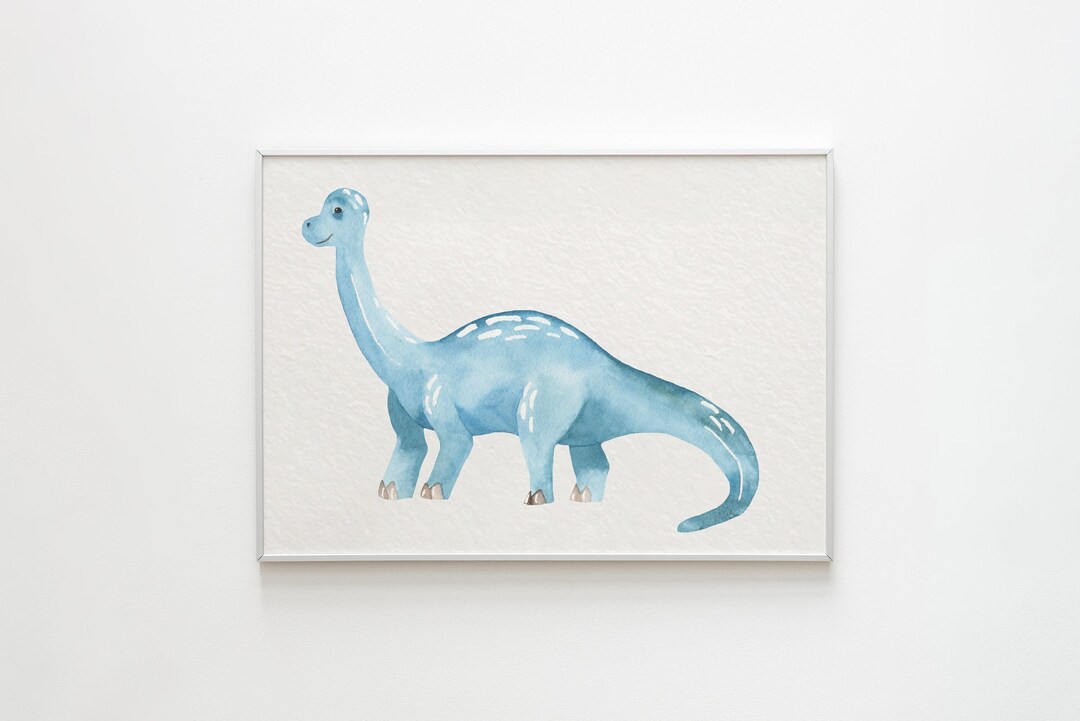 Blue Dinosaur Print, Dinosaur Nursery Decor, Brontosaurus Poster ...