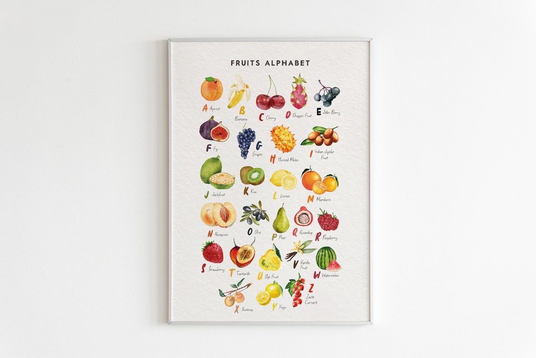Fruits Alphabet Print, Montessori Educational Poster, Preschool ...