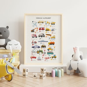 Vehicle Alphabet Print, Transport ABC, A-Z Transport, Montessori ...