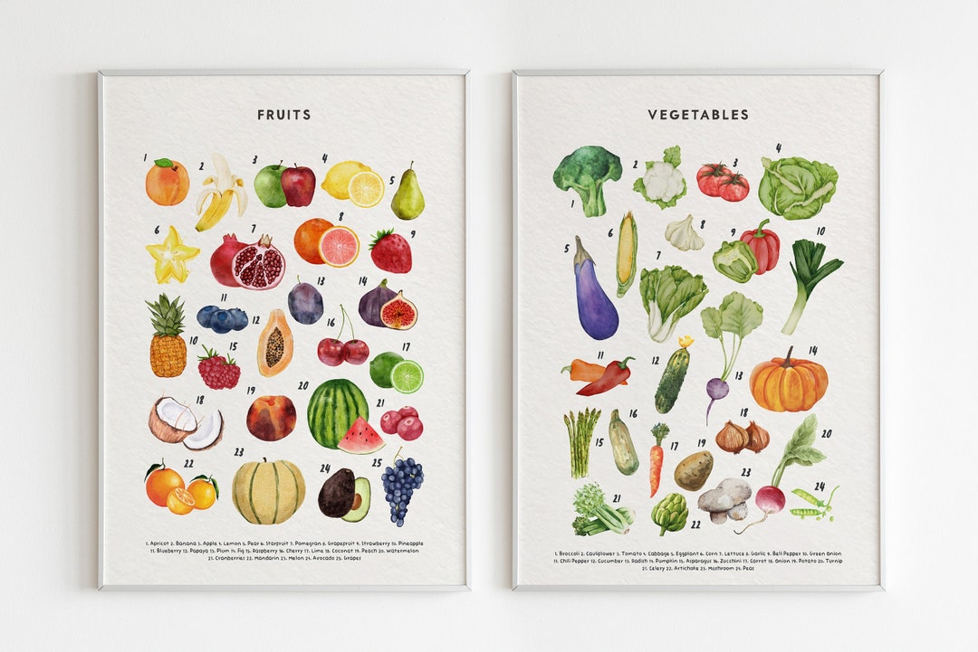 Fruits and Vegetables Printable Set, Montessori Homeschool, Classroom ...