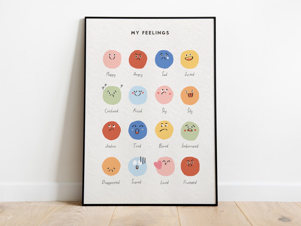 Rainbow Feelings Chart, Emotions Chart, Montessori Homeschool Decor ...