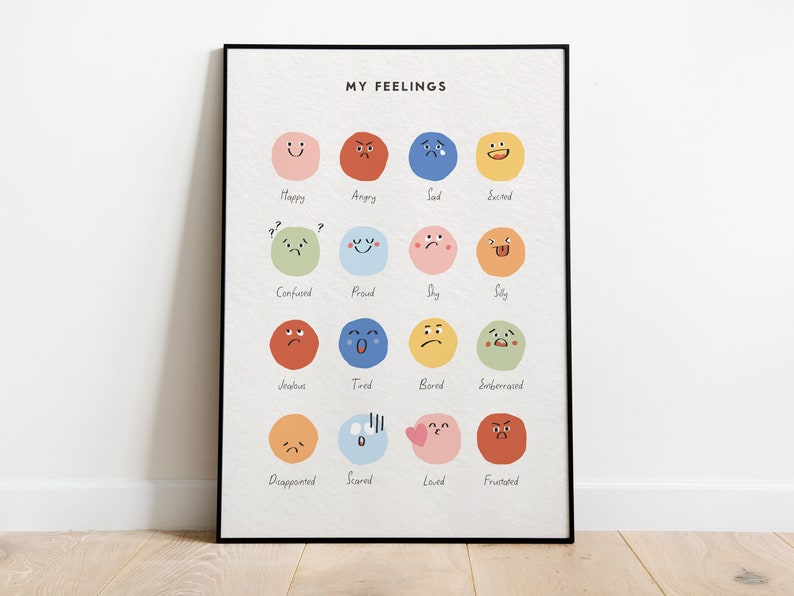 Rainbow Feelings Chart, Emotions Chart, Montessori Homeschool Decor ...