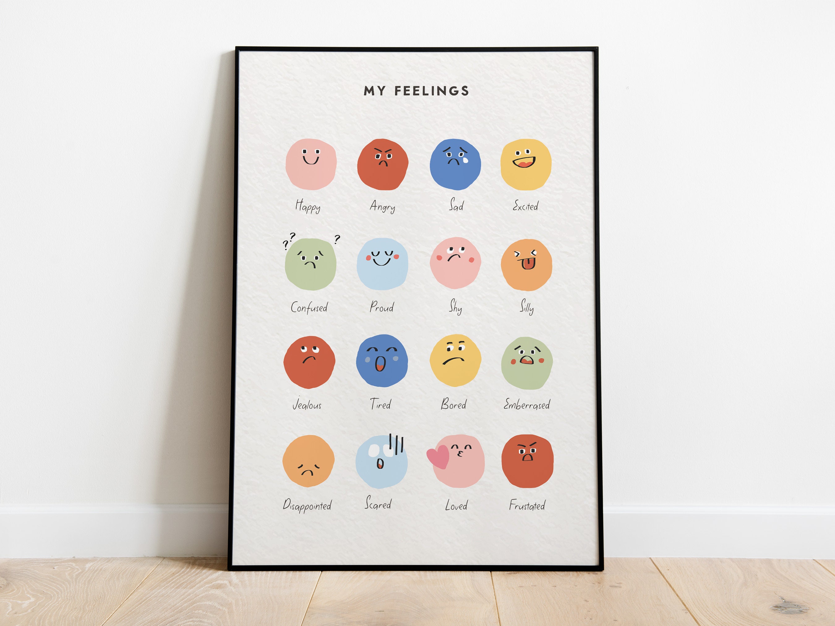Rainbow Feelings Chart, Emotions Chart, Montessori Homeschool Decor ...