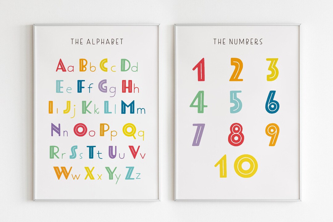 Rainbow Alphabet & Numbers Poster Set: Educational Prints (digital ...