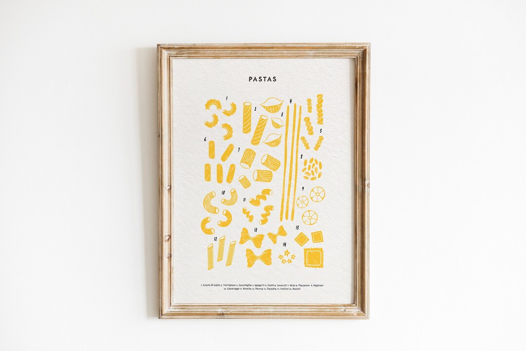 Pastas Poster, Italian Pastas Food Art, Kitchen Decor, Bar Art, Dining ...