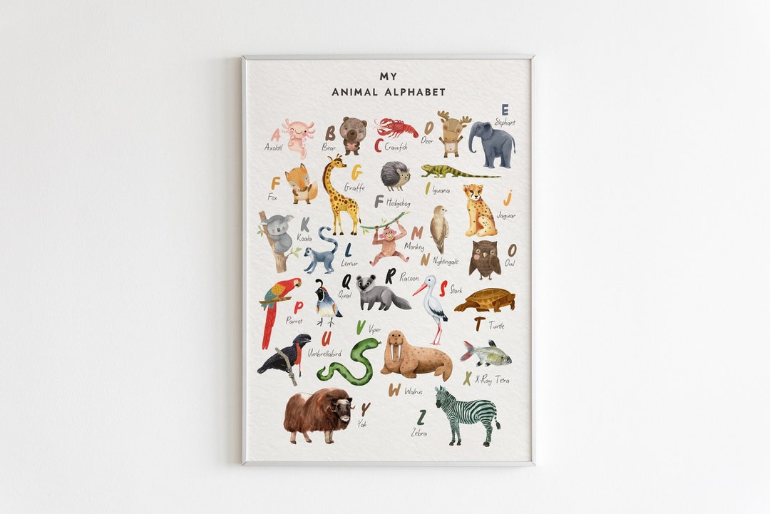 Animal Alphabet Nursery Print: Educational Kids Wall Art (digital ...