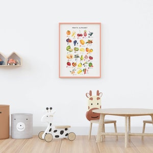 Fruits Alphabet Print, Montessori Educational Poster, Preschool ...