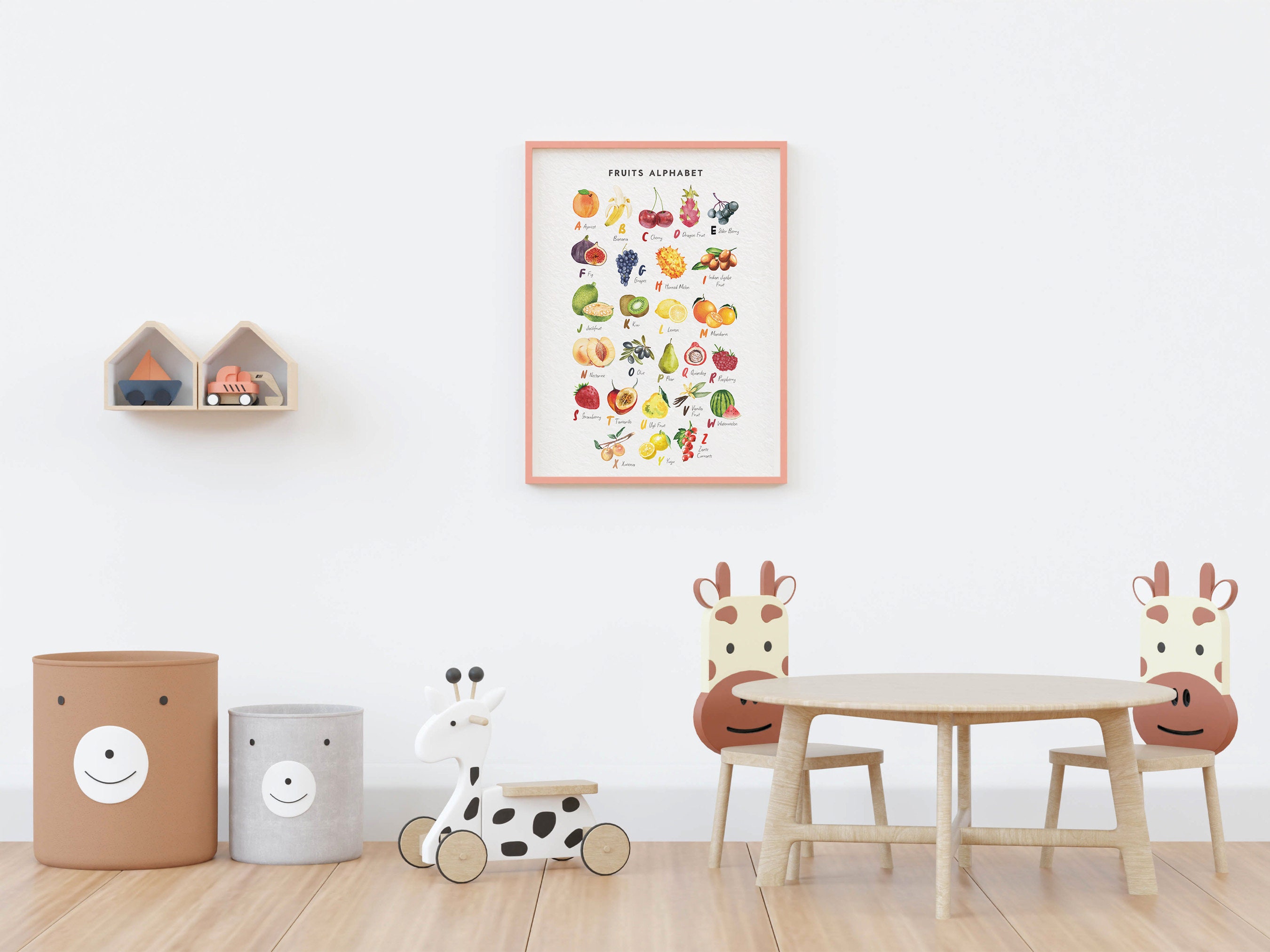 Fruits Alphabet Print, Montessori Educational Poster, Preschool ...