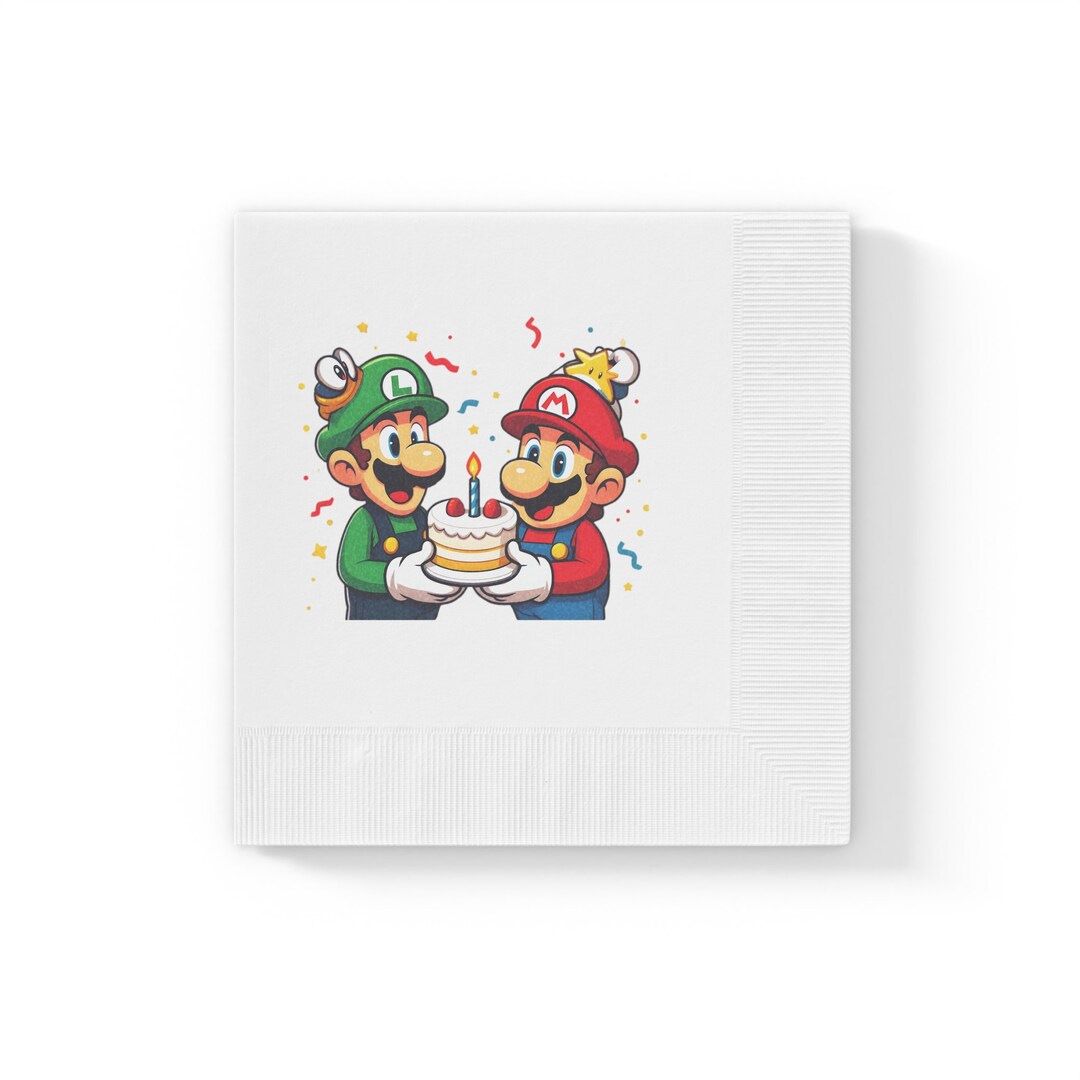 Mario Bros White Coined Napkins - Etsy