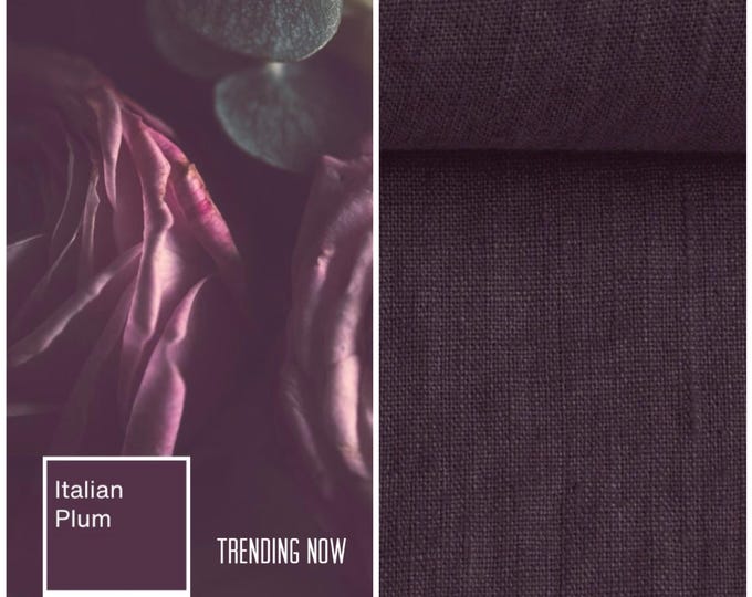 Dark Plum Medium Weight 100% Linen Fabric, Premium European Quality ...