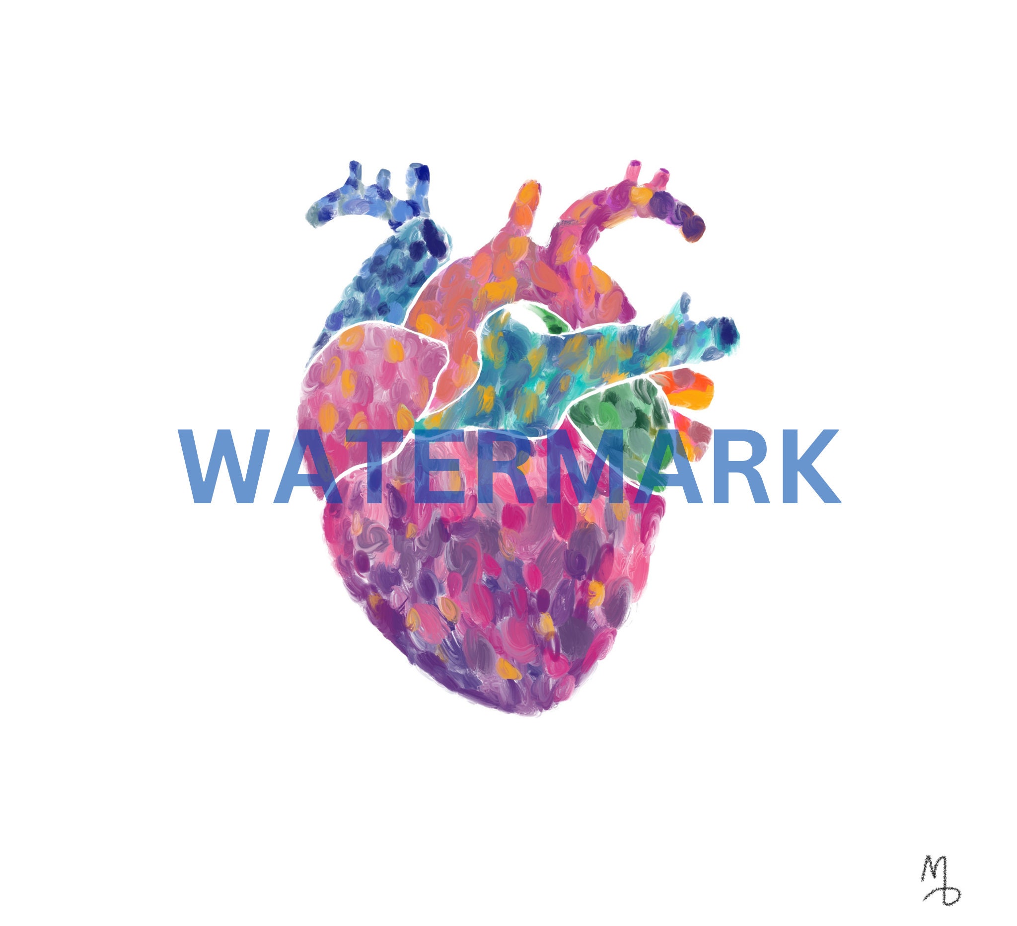 Anatomy Heart Art by PA Student, Hand Drawn Digital Download Art, Art ...