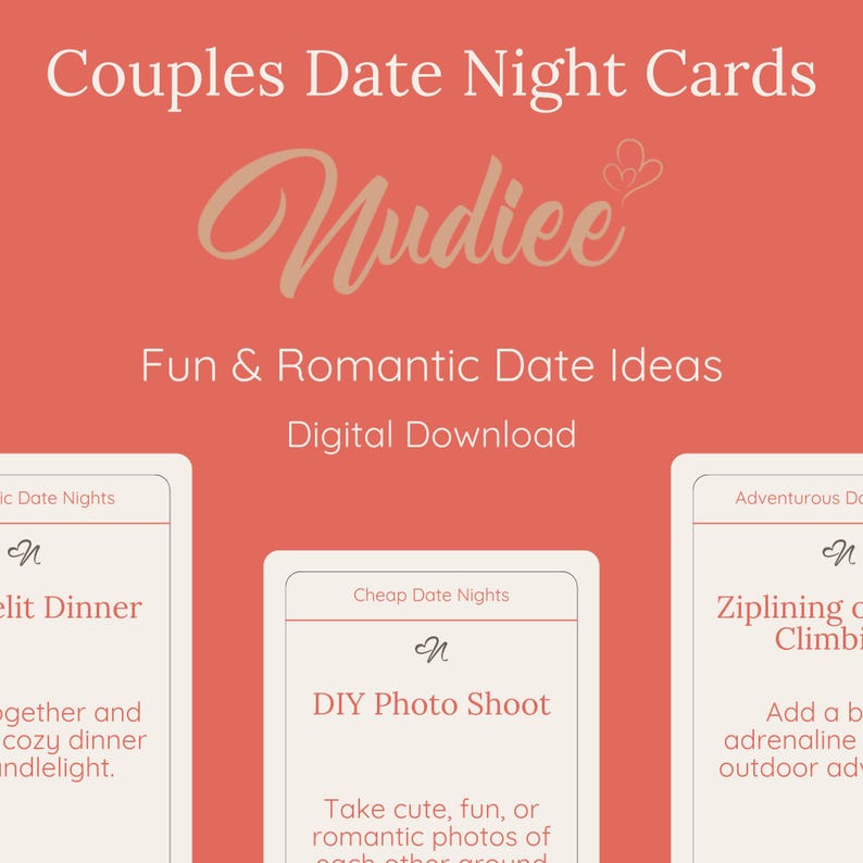 Printable Couples Date Night Idea Cards | Fun & Romantic Date Ideas ...