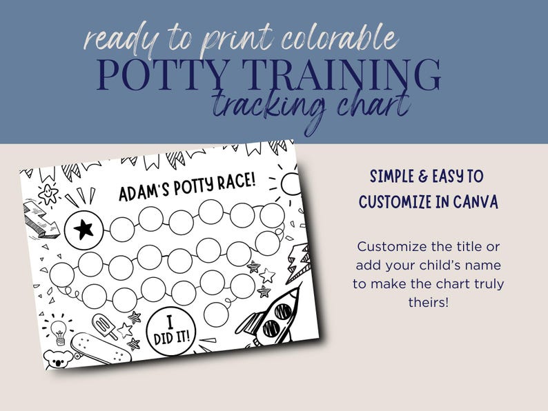 Rocket Potty Training Tracker: Kids Coloring Page, Editable Chart (PDF ...