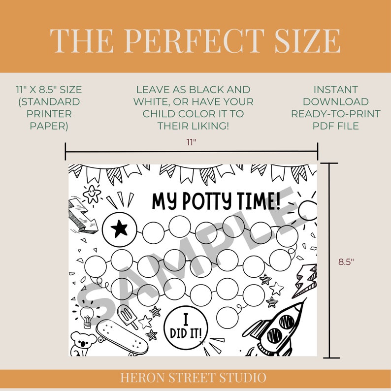 Potty Time Kids Potty Training Tracker Printable PDF File Rocket ...