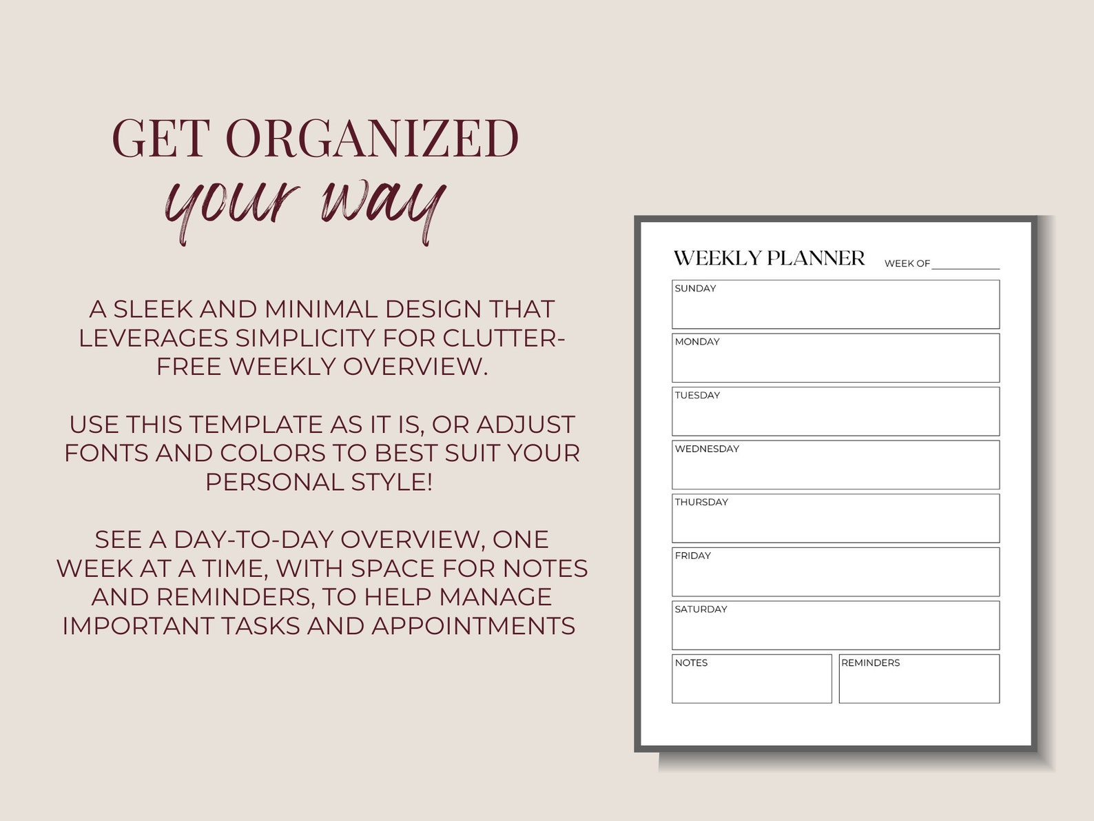 Simplicity Editable Instant Download PDF Weekly Planner - Etsy