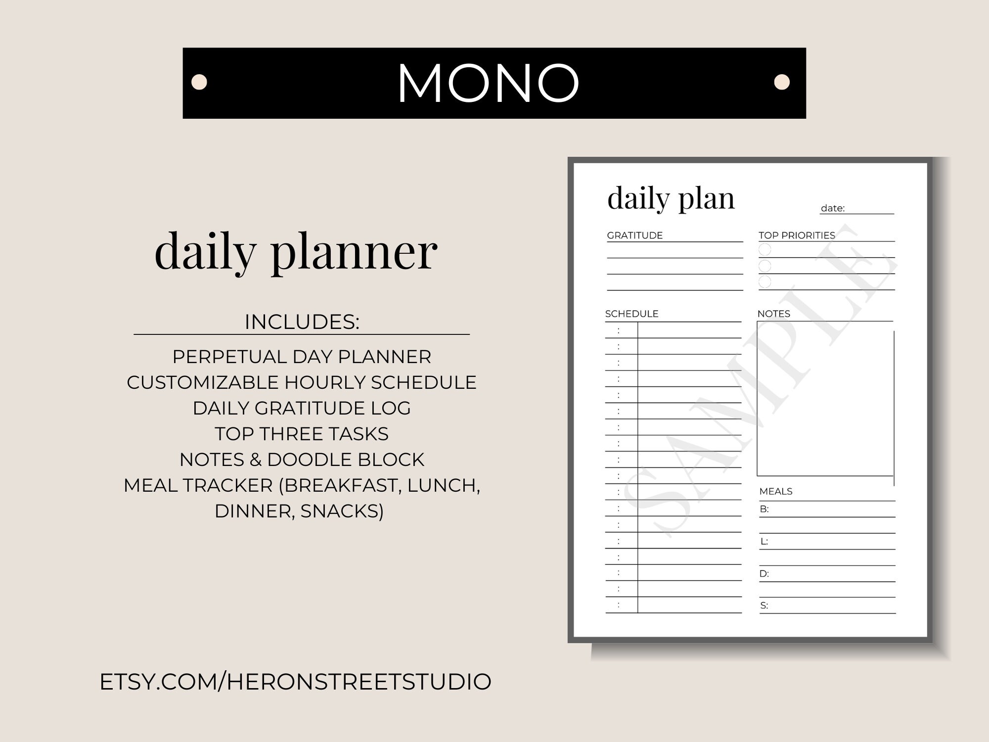 MONO 5.5" X 8.5" Printable Planner PDF Bundle - Daily, Weekly ...