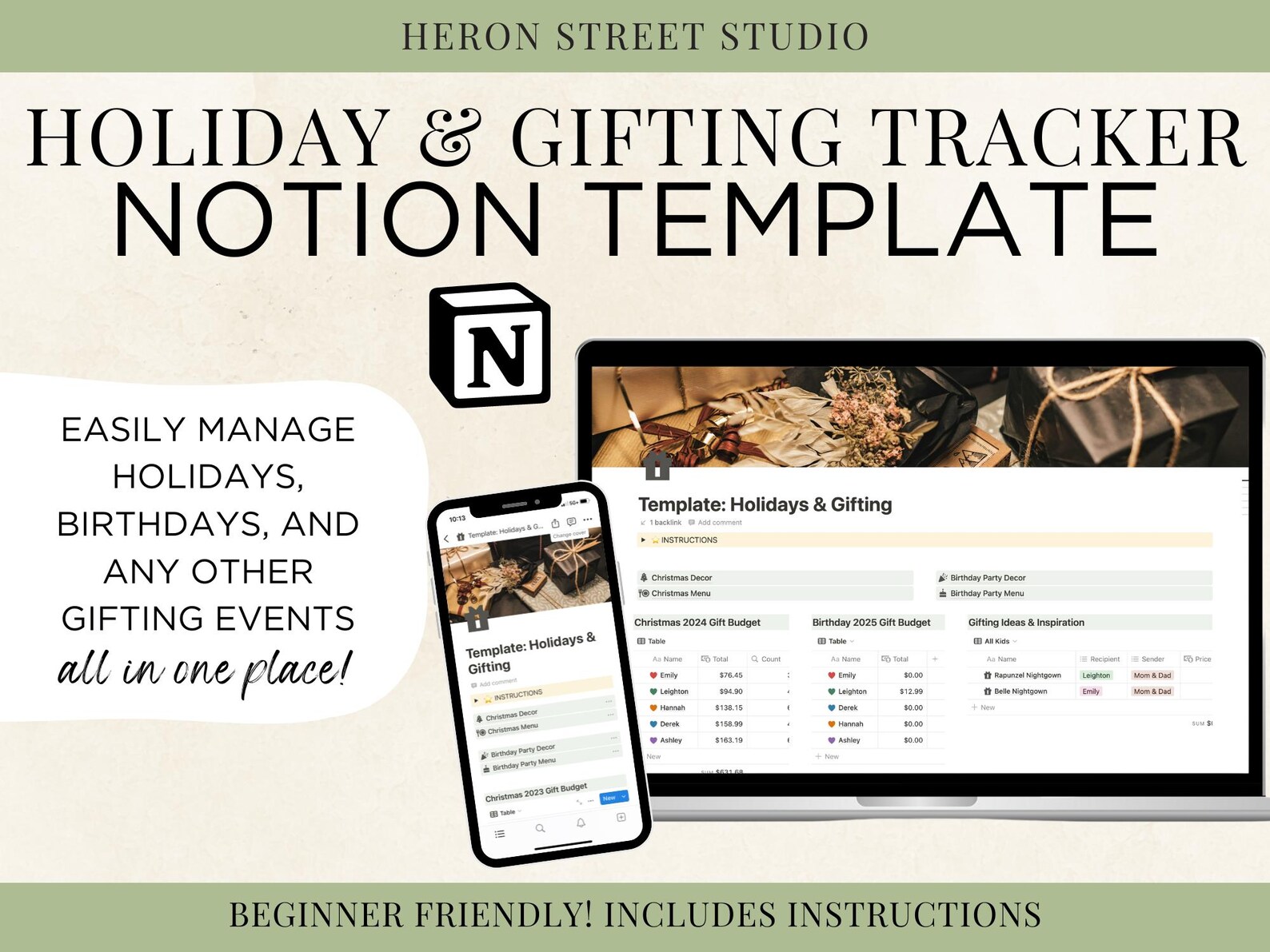 Holiday and Gifting Notion Template: Christmas and Birthday Gift ...