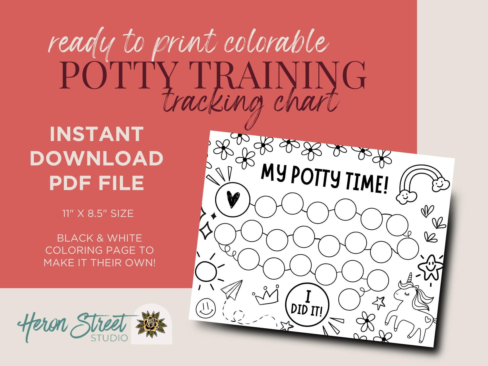 Potty Time! Kids Unicorn Potty Training Tracker Unicorn Printable ...