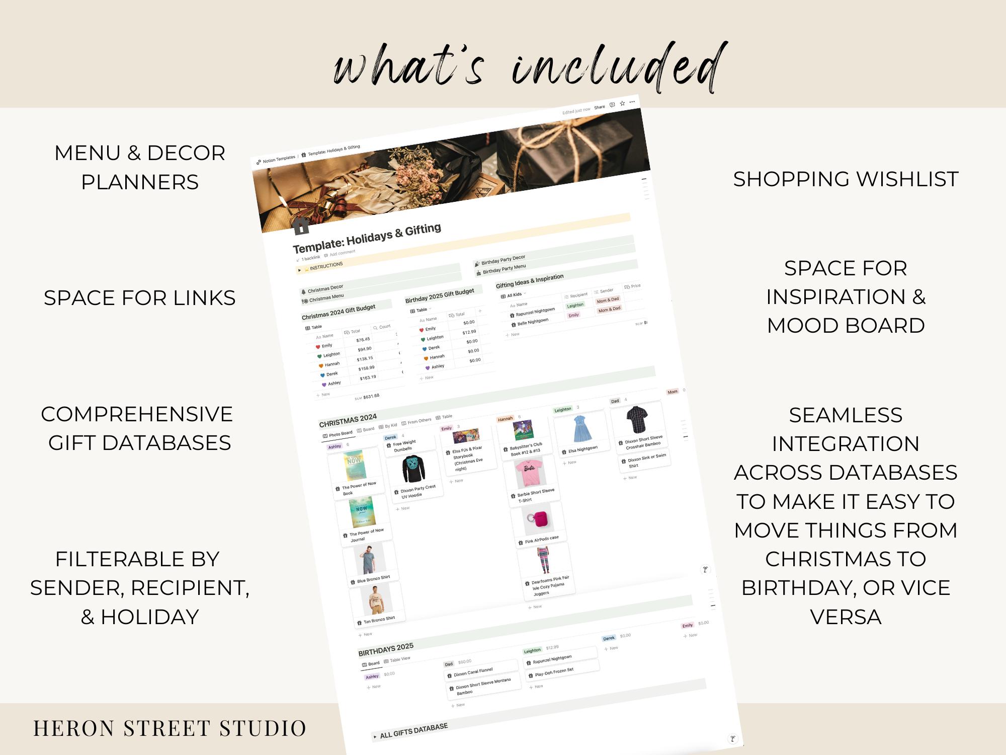 Holiday and Gifting Notion Template: Christmas and Birthday Gift ...