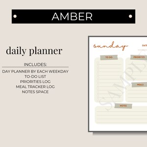 AMBER 8.5" X 11" Printable Planner PDF - Daily, Weekly, Monthly ...