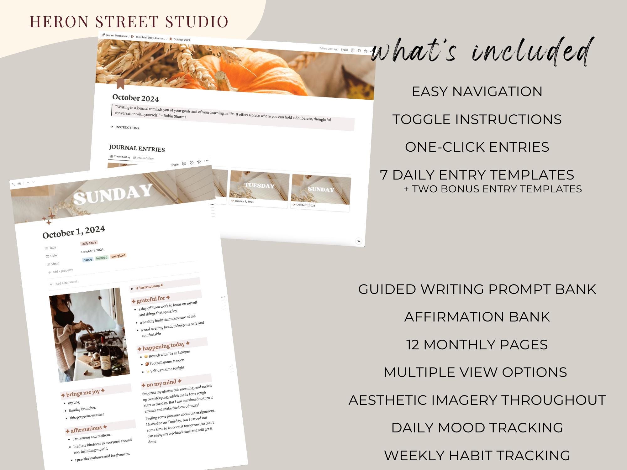 Daily Journal Notion Template for Reflection & Growth: Guided Writing ...