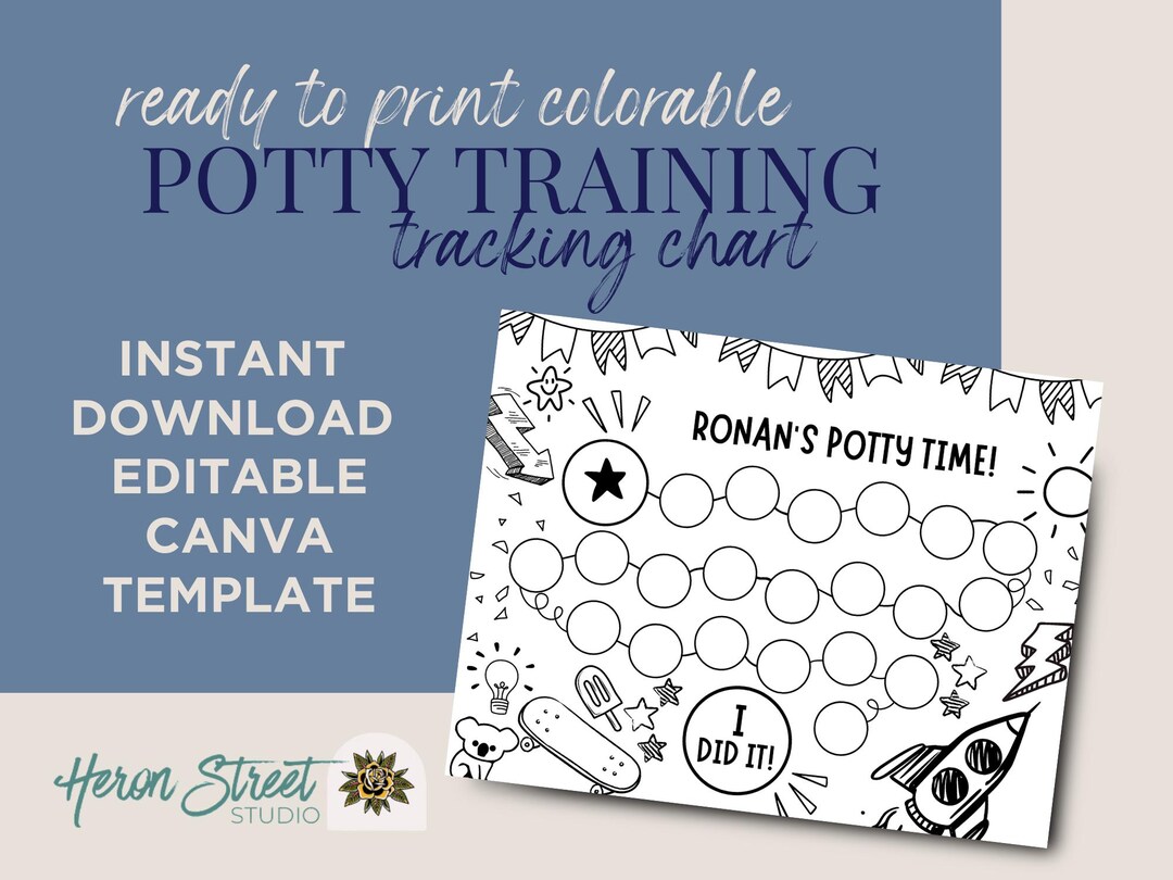Rocket Potty Training Tracker: Kids Coloring Page, Editable Chart (PDF ...
