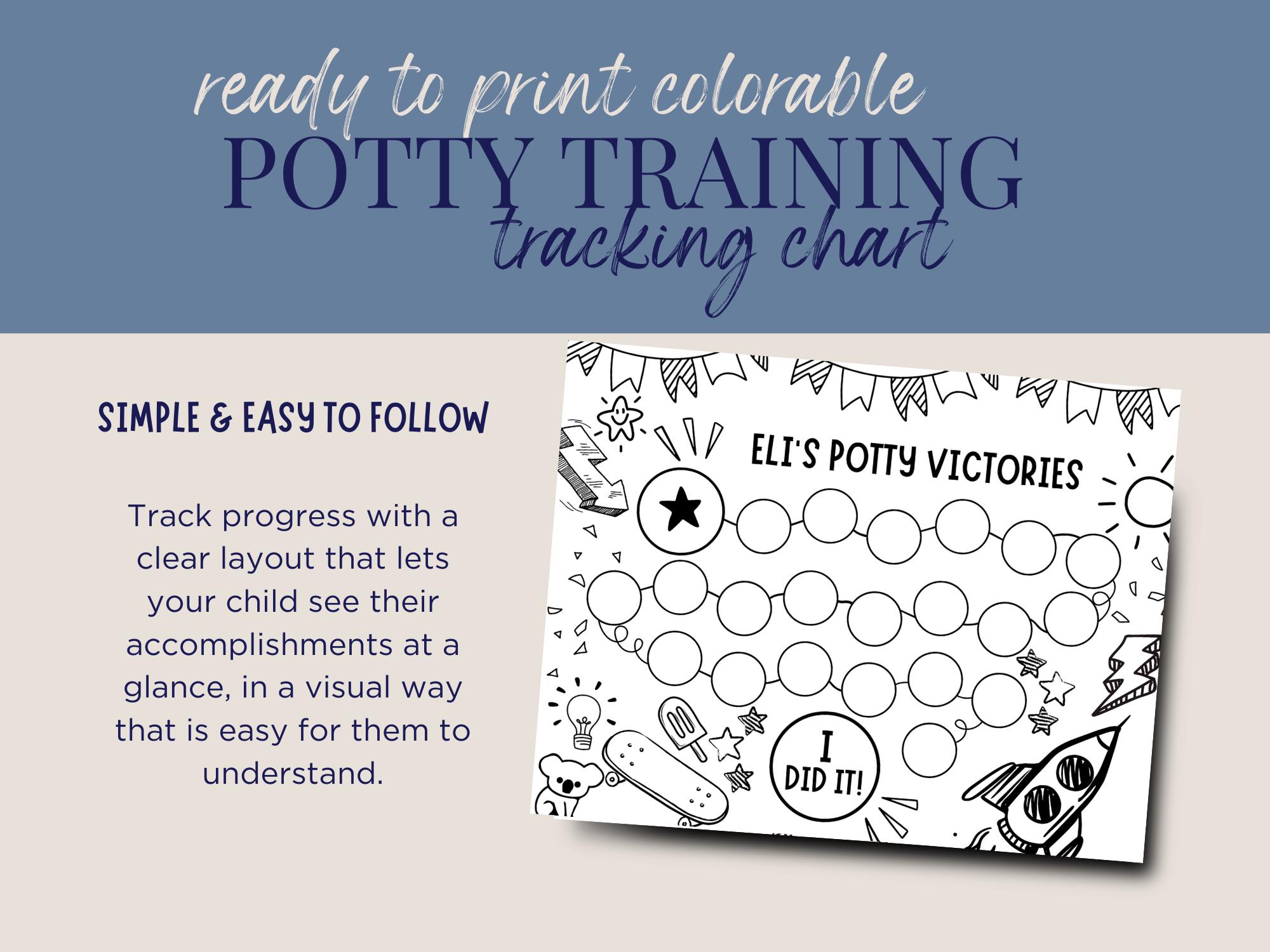 Rocket Potty Training Tracker: Kids Coloring Page, Editable Chart (PDF ...