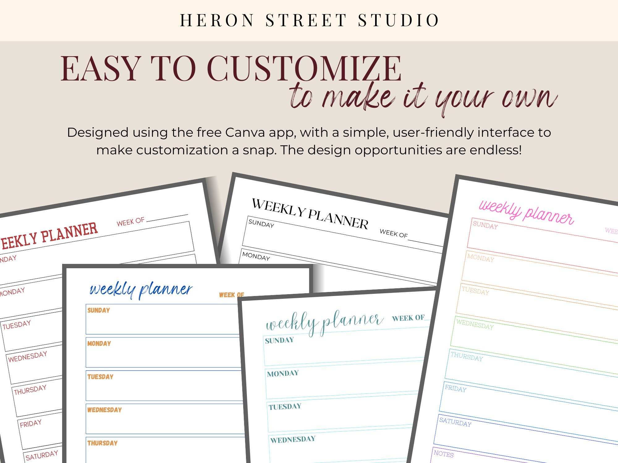 Simplicity Editable Instant Download PDF Weekly Planner Template - Etsy