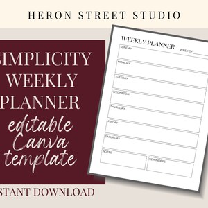 Simplicity Editable Instant Download PDF Weekly Planner Template - Etsy
