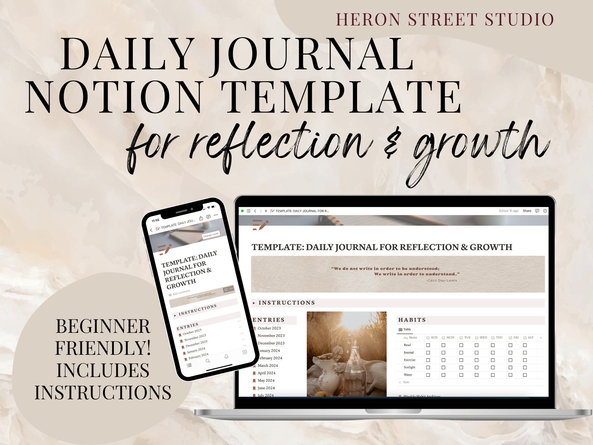 Daily Journal Notion Template for Reflection & Growth. Guided Writing ...