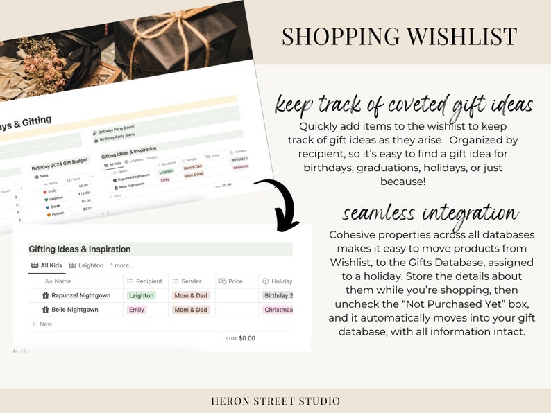 Holiday and Gifting Notion Template: Christmas and Birthday Gift ...