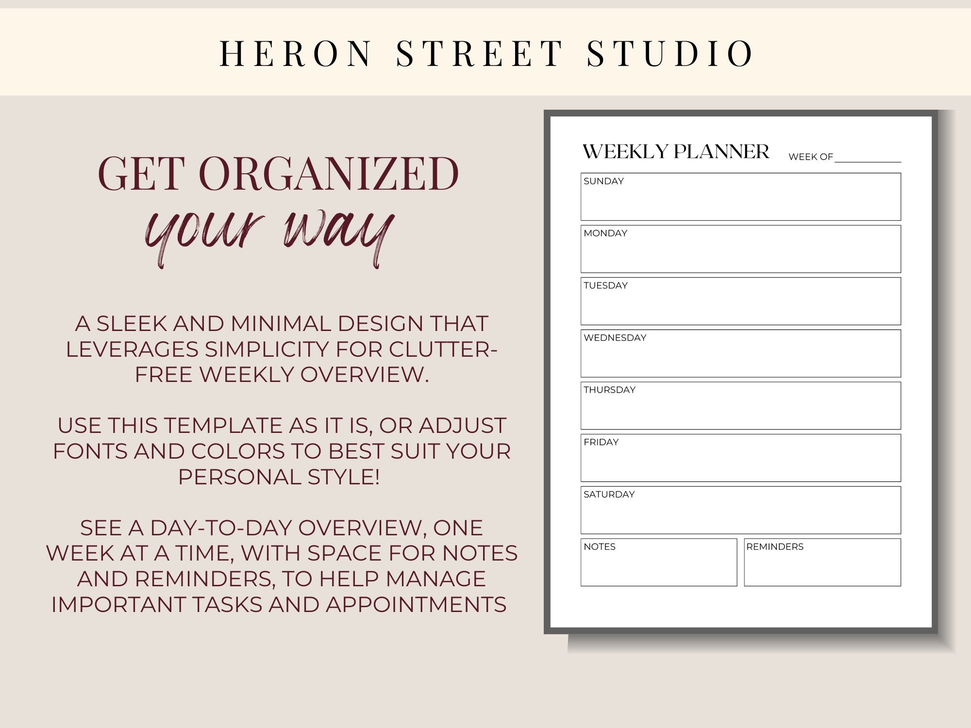 Simplicity Editable Instant Download PDF Weekly Planner Template - Etsy