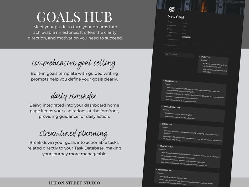 Dark Aesthetic Life Dashboard Notion Template With Integrated Journal ...