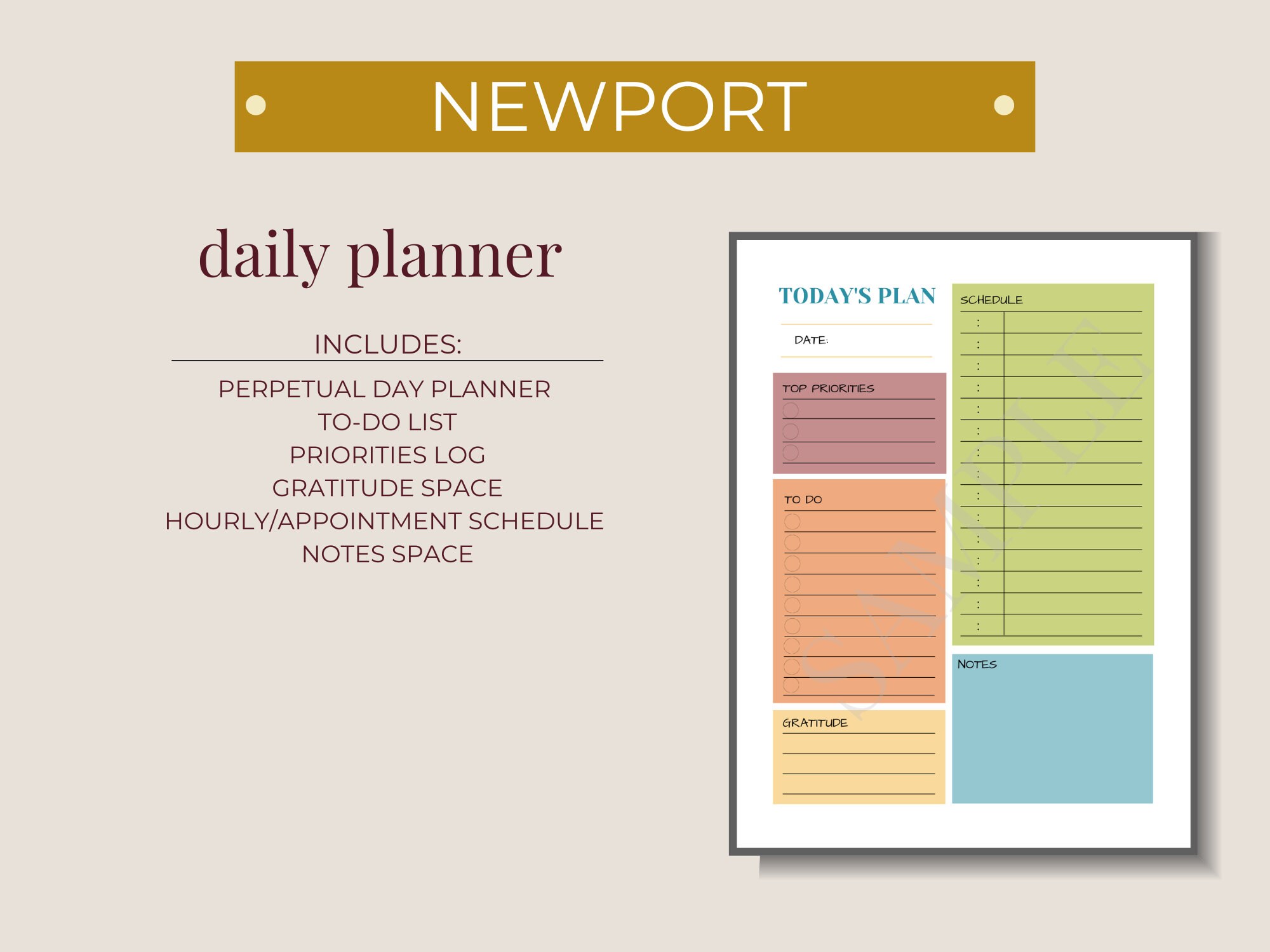 Newport 5.5" X 8.5" Printable Planner PDF - Daily, Weekly, Monthly, & 5 ...