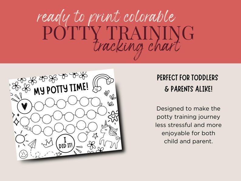 Potty Time! Kids Unicorn Potty Training Tracker Unicorn Printable ...