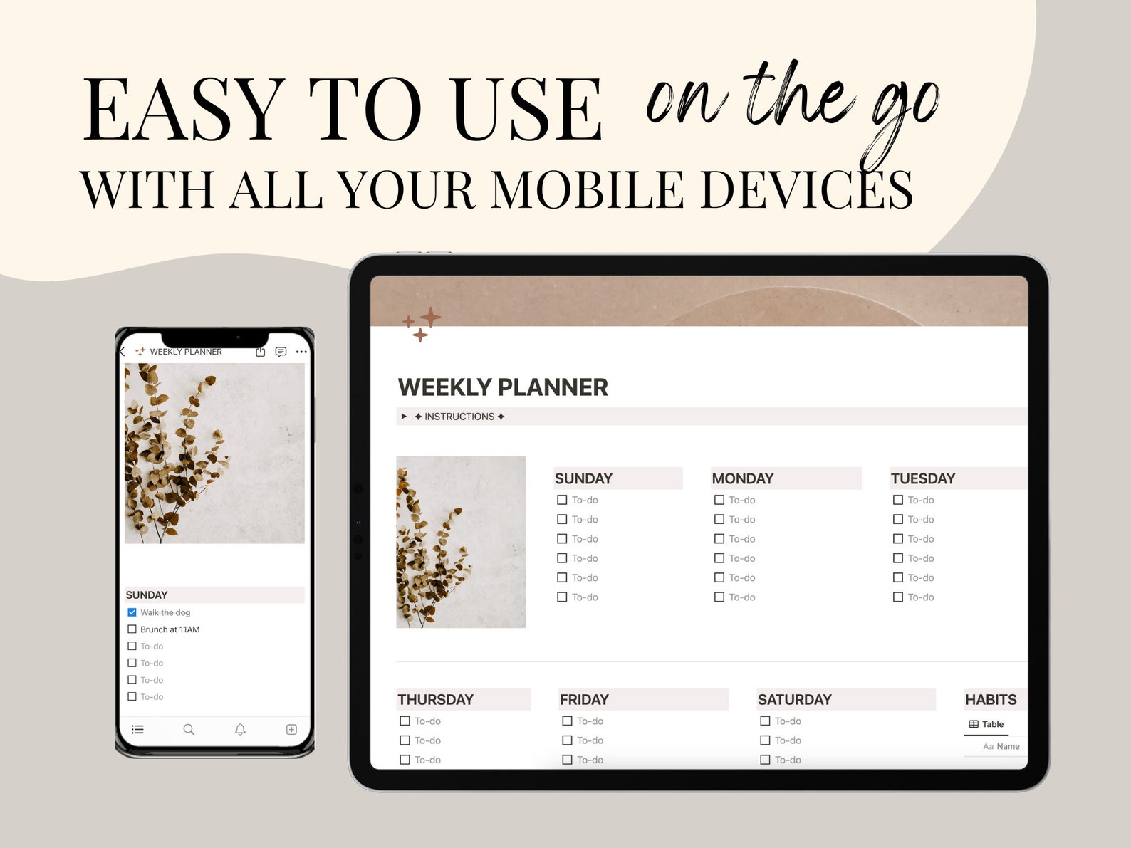 Neutral Minimal Beige Aesthetic Notion Weekly Planner Template With ...