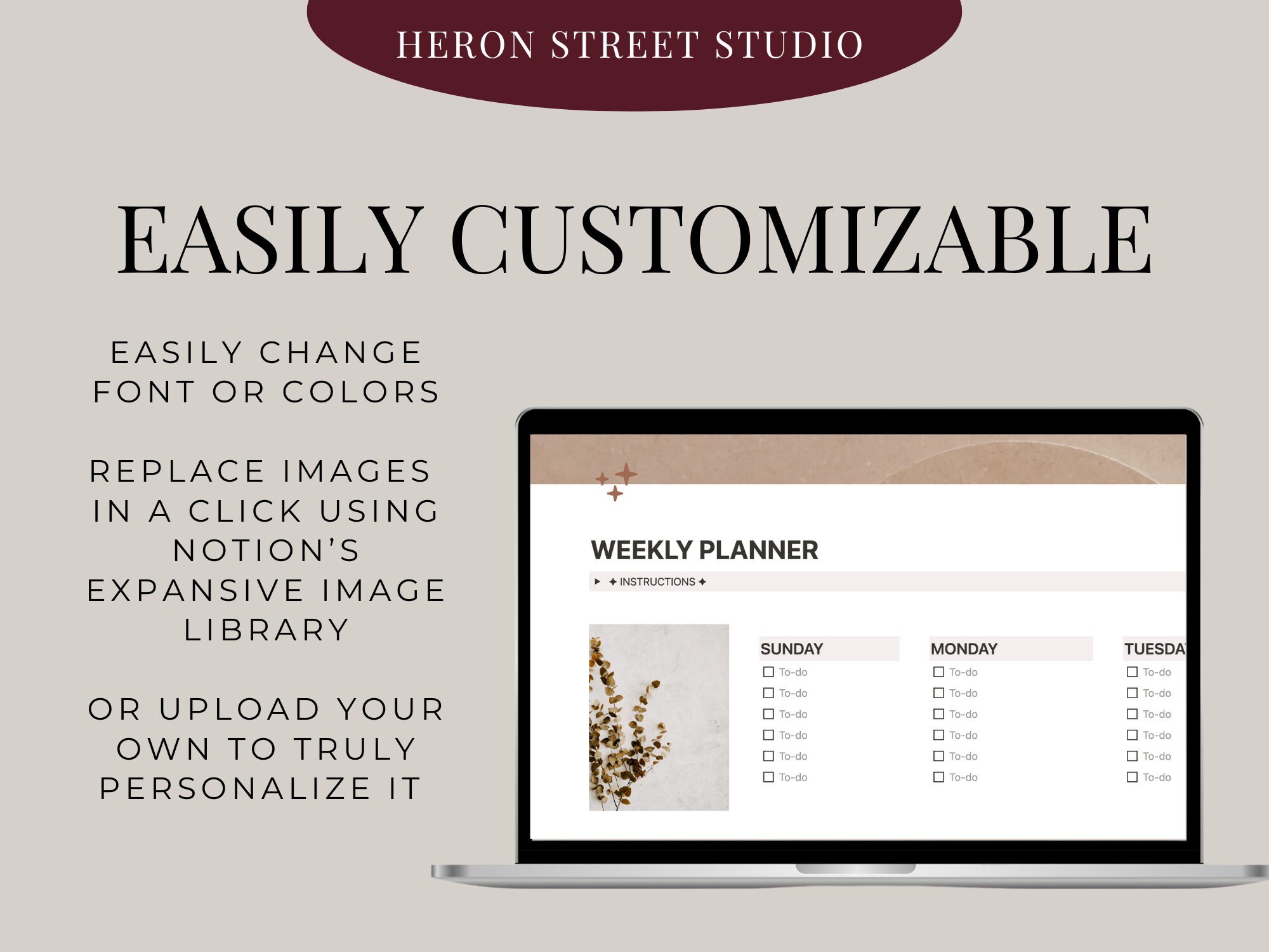 Beige Weekly Planner Notion Template (digital Download - Etsy