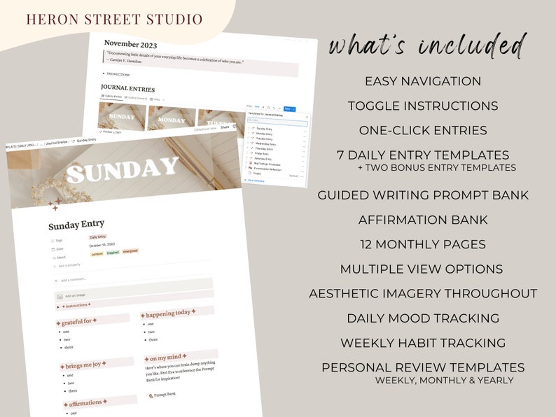 Daily Journal Notion Template for Reflection & Growth. Guided Writing ...