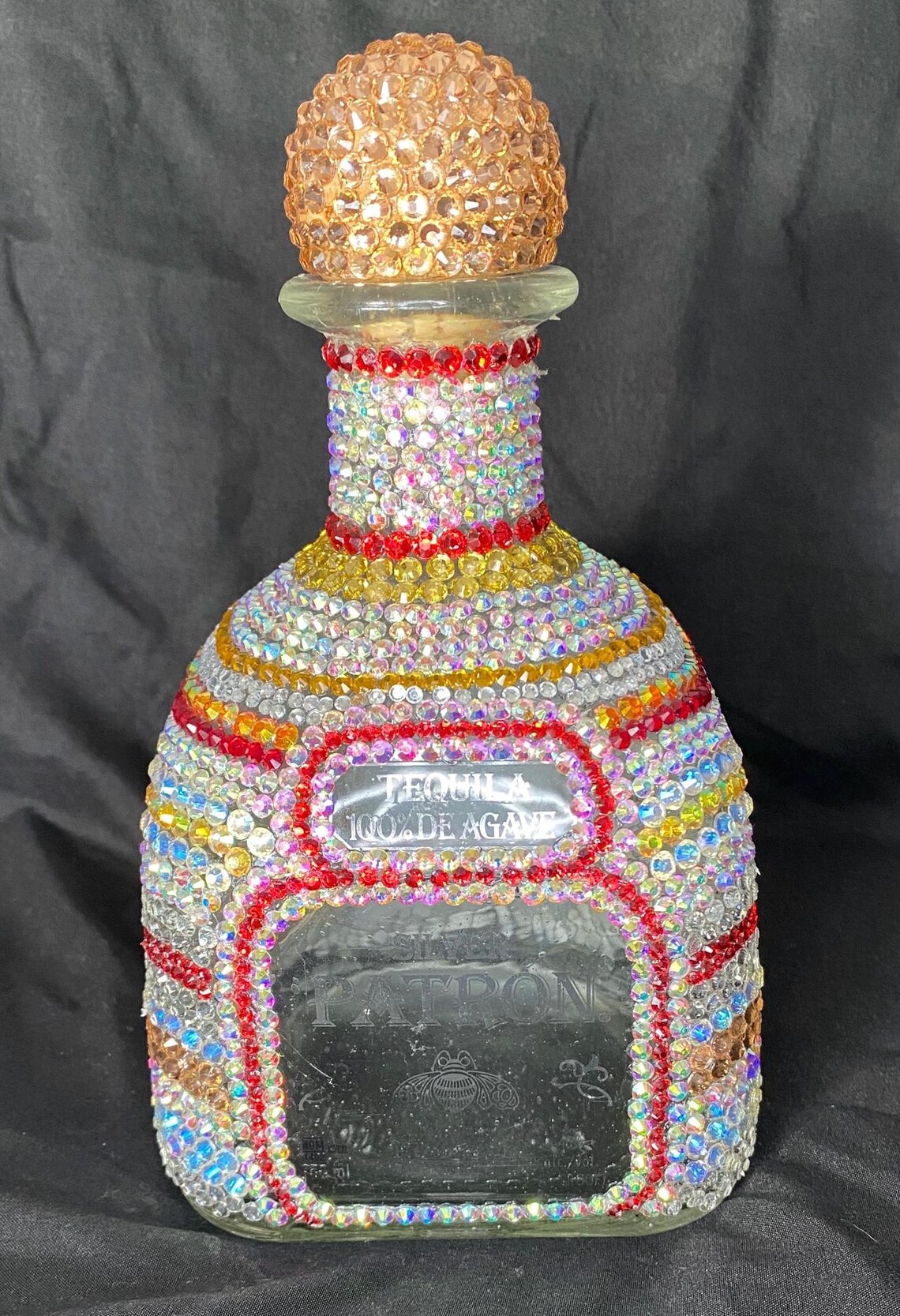 Gold and Red Bedazzled Partón Bottle (empty) 750ml - Etsy
